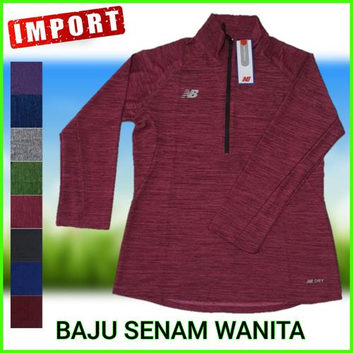 Jual Baju Olahraga Wanita Lengan Panjang Kerah Kaos Senam Training Lari ...
