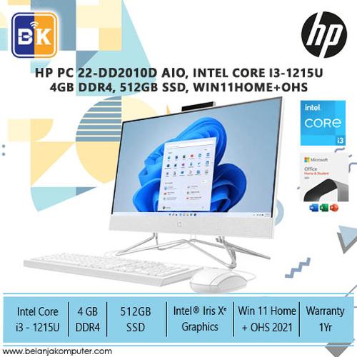 Jual HP PC 22-dd2010d AIO, Intel Core i3-1215U, 4GB, 512GB SSD ...