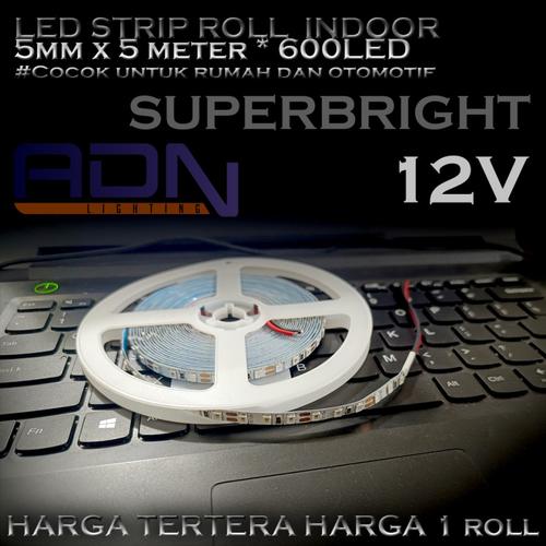 Jual LAMPU LED STRIP ROLL 5MM 5 METER 12V INDOOR IP44 PADAT 600 LED ...