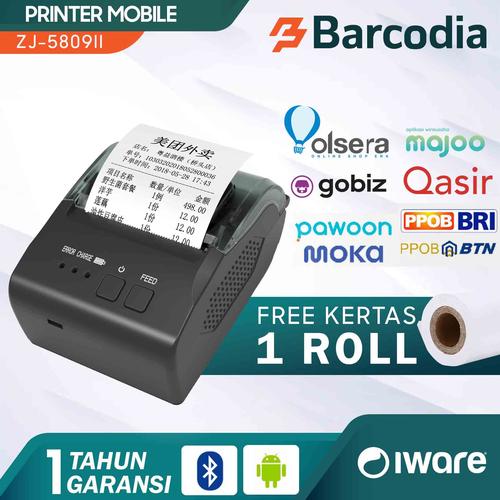 Jual Mini Printer Kasir Thermal Bluetooth 58mm IWARE ZJ 5809 Android iOS - Hitam - Jakarta Pusat ...