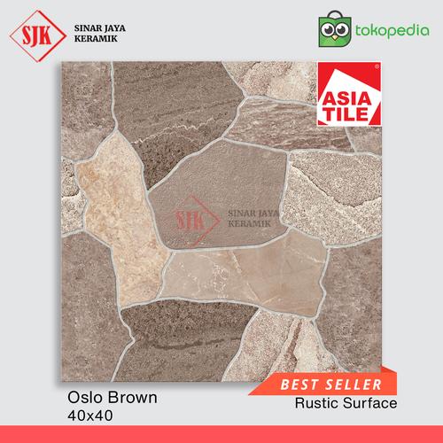 Jual Keramik Lantai Kasar WC Teras Asia Tile - Oslo Brown/Grey 40x40 ...