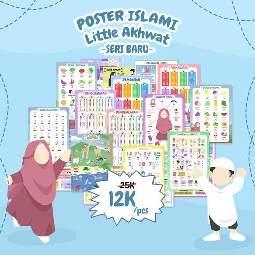 Jual Poster Edukasi Anak TK Belajar berhitung Hijaiyah hewan sayuran ...