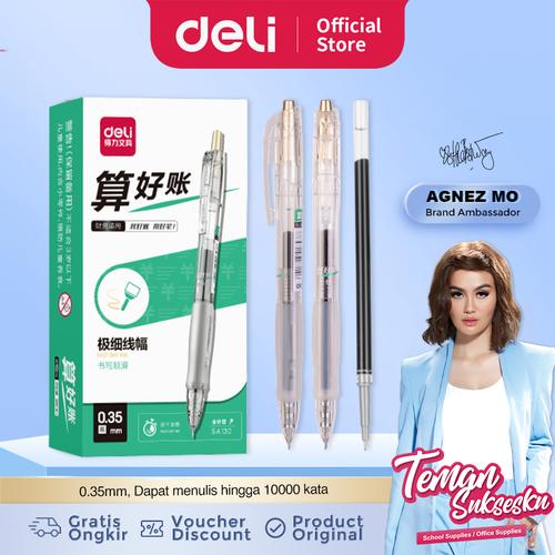 Jual Deli Gel Pen / Pulpen Gel 0.35mm Kapasitas Tinta Penulisan Halus ...