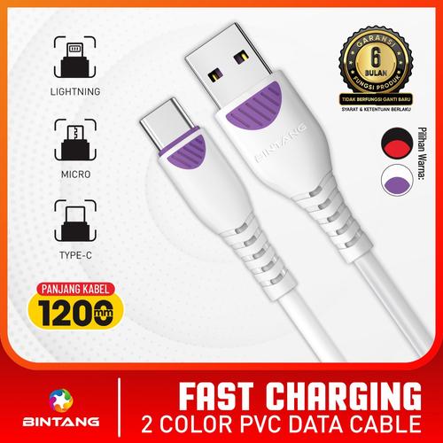 Jual Kabel Data Micro Type C Lightning Fast Charge 2 Color PVC Android ...