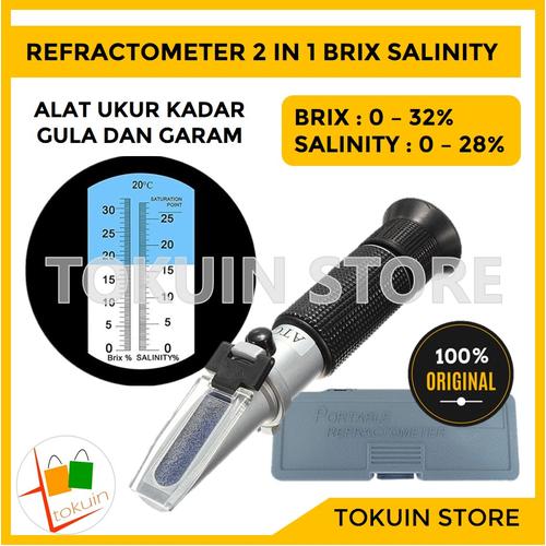 Jual Refractometer Brix Salinity Meter Refraktometer Ukur Kadar Gula Garam - Brix Salinity ...