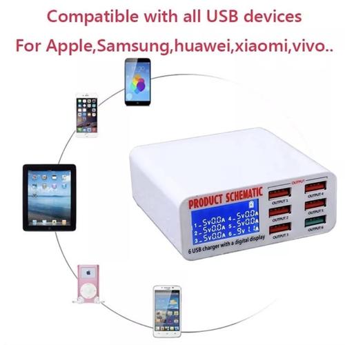 Jual Multiport USB Smart Charging Station LCD Display Fast Charging 40w ...