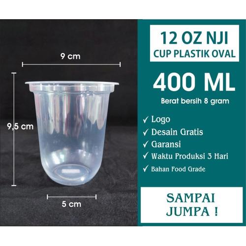 Jual Sablon Gelas Plastik / Cup Plastik NJI Oval 12 oz 8 Gram - Kota ...