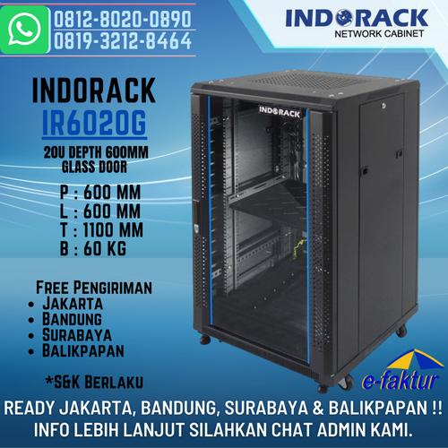 Jual INDORACK CLOSE RACK 20U DEPTH 600MM GLASS DOOR - IR6020G - Kota ...