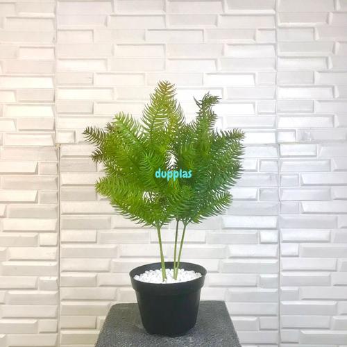 Jual Tanaman Artificial Daun Pinus Cemara Tangkai X4 Latex Pot Dasar ...