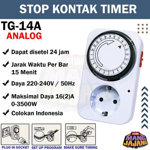 Jual Stop Kontak Timer Analog 24 Jam Soket Colokan Listrik Timer TG 14 ...