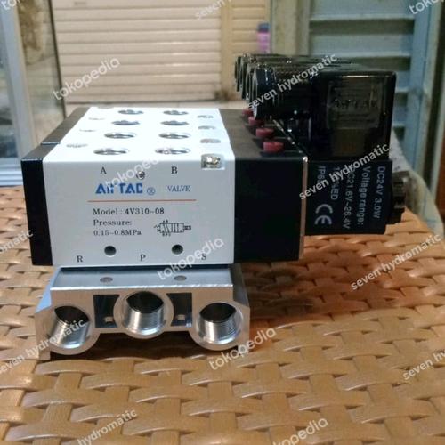 Jual SOLENOID VALVE AIRTAC 4V310-08 1 SET 4 UNIT VALVE DAN MANIFOLD 4 SUSUN - 24 vdc - Jakarta ...