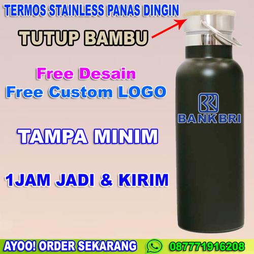 Jual [Tumbler custom logo] termos stainless tutup bambu - POLOS ...