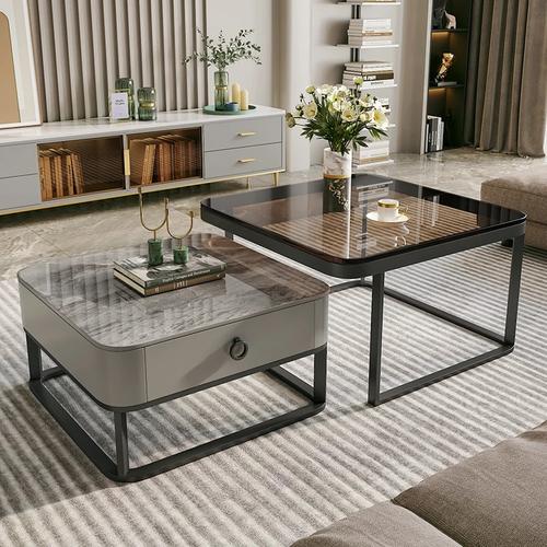 Jual Coffee Table Modern Minimalis Top Marmer dan Kaca - Meja Tamu ...