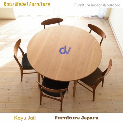 Jual Set meja makan 5 kursi sofa meja cafe bulat kayu jati - Salak ...