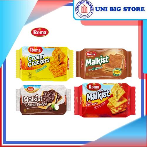 Jual Roma Malkist Cokelat Kelapa Abon Cream Crackers 135 gr Coklat ...