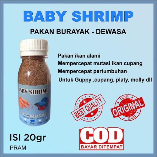 Jual baby shrimp 20 gram pakan ikan Guppy cupang molly platy dll - Kab ...
