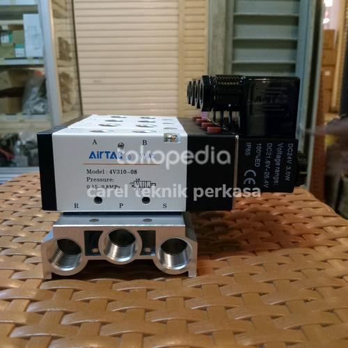 Jual SOLENOID VALVE AIRTAC 4V310-08 1 SET 4 UNIT VALVE DAN MANIFOLD 4 SUSUN - 220vac - Jakarta ...