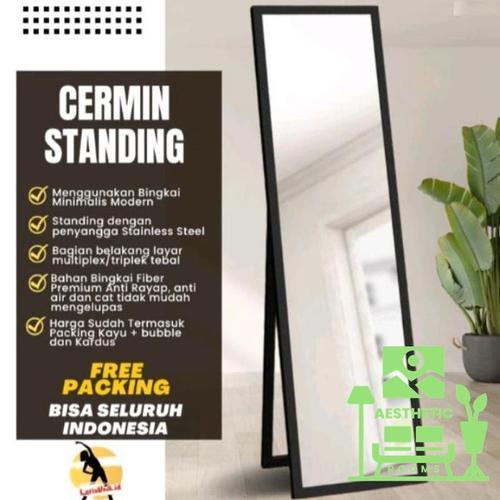 Jual KACA CERMIN FULL BODY AESTHETIC CERMIN STANDING MIRROR UK - Putih ...