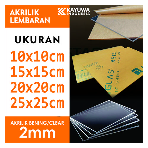 Jual Akrilik Lembaran 2MM Bening Ukuran 10x10cm, 15x15cm, 20x20cm, 25x25cm - 10x10 - Kota ...