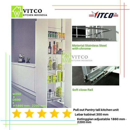 Jual VITCO Stainless Soft Close Pull out Tall Kitchen Unit/Rak snack ...