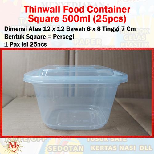 Jual Thinwall DM Square - Kotak Makan Plastik Persegi SQ 500ml ( 25 pcs ...