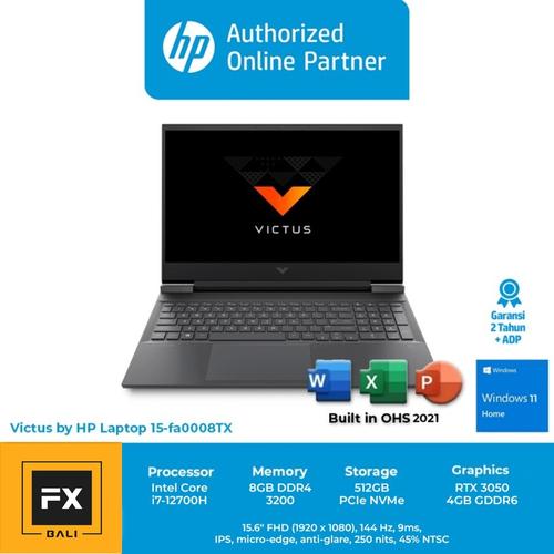 Jual HP Victus 15 fa0008TX Core i7 12700H 8GB 512GB RTX 3050 W11 OHS ...
