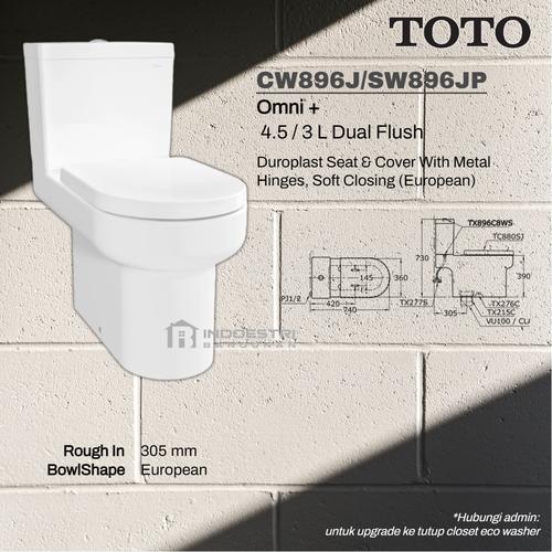 Jual Closet Duduk TOTO CW896J / SW896JP + TC880SJ Soft Closing (305mm ...