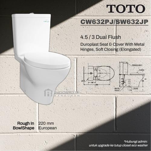Jual Closet Duduk TOTO CW632PJ / SW632JP + TC880SJ Soft Closing (220mm ...