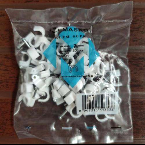 Jual KLEM KABEL MASKO SUPRA 7MM PAKU BETON KLIP KABEL CABLE CLIPS 7 MM ...