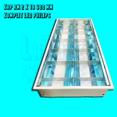 Jual RM 2x18 60cm Lampu RM 2 x 8 LED Komplit Set Philips Kap RM Kisi ...