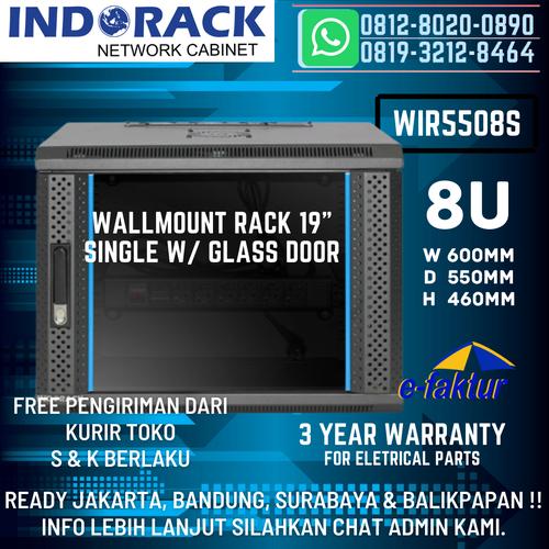Jual INDORACK WALLMOUNT RACK 8U DEPTH 550MM SINGLE DOOR WITH GLASS DOOR ...