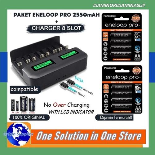 Jual Paket Eneloop PRO + Charger AA / AAA D 8 Slot for enelop - CHARGER ...