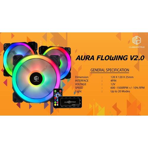 Jual cube gaming aura flowing v2.0 rgb double ring fans - Kab. Bandung ...