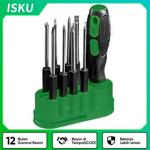 Promo 10 in 1 Obeng Set Minus Plus U Lengkap obeng set/obeng/obeng ...