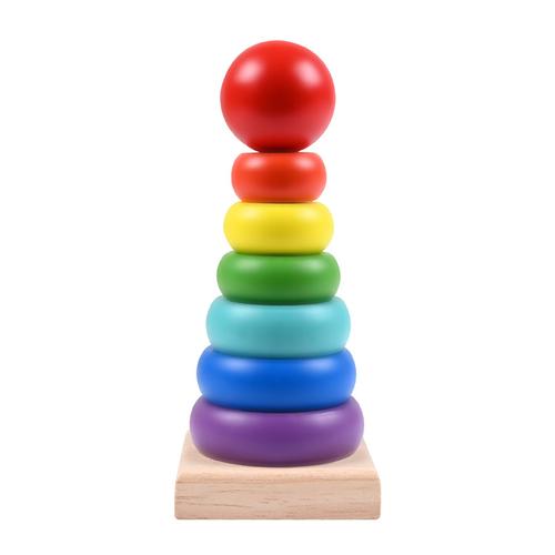 Jual Donat Ring Tower | Puzzle Menara Cincin Kayu Balok Susun Tingkat ...