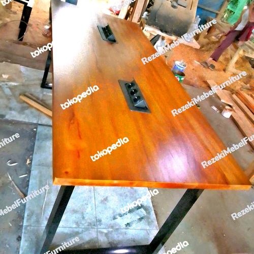Jual Meja meeting kantor stop kontak tanam colokan listrik kayu mahoni ...