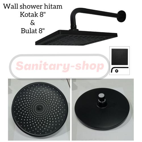 Jual wall shower hitam / shower tanam / rain shower tembok black series ...