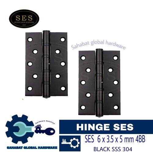 Jual Hinge SES 6 Inch || Engsel SES 6x3.5x5mm 4BB + NRP BLACK SUS 304 ...