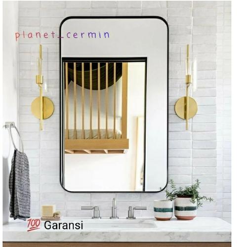 Jual cermin wastafel 50 x 80 frem besi black / cermin dinding - Kab ...