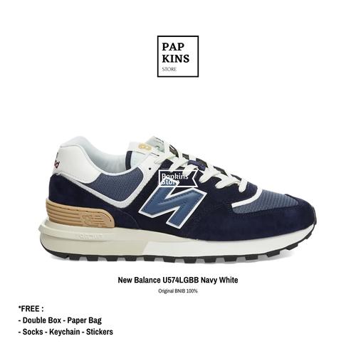Jual sepatu new balance 574 navy white original bnib / sneakers unisex ...