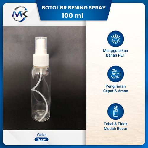 Jual Botol BR 100 ml Botol Clear Spray Putih Pet Botol Refill ...