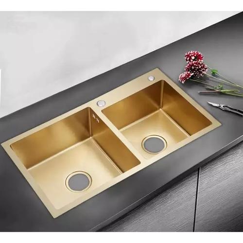 Jual Kitchen Sink 8245 Gold Komplit Kran Angsa Flexible Meja Gold ...