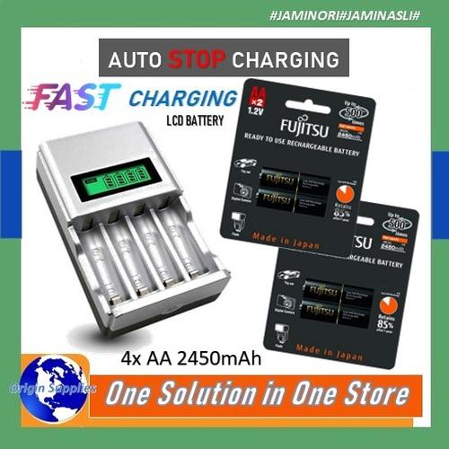 Jual Fujitsu AA Rechargeable 2450 mAh Battery BP2 + Quick Charger with ...