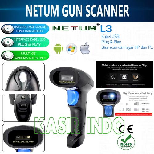 Jual NETUM L3 1D BARCODE SCANNER GENGGAM | GUN | HANDHELD - L3 - Kab ...