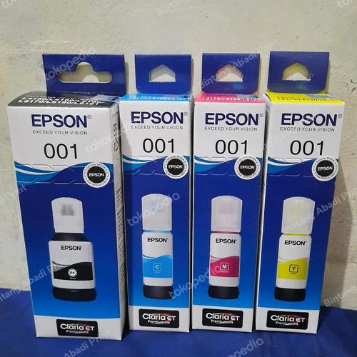 Jual Tinta Epson 001 Original 1set 4 warna black, yellow, magenta,cyan ...