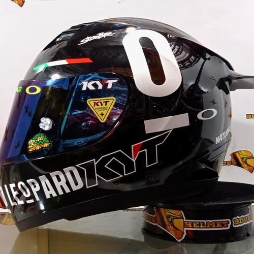 Jual Helm full face Kyt r10 solid black glosy paket ganteng leopard ...