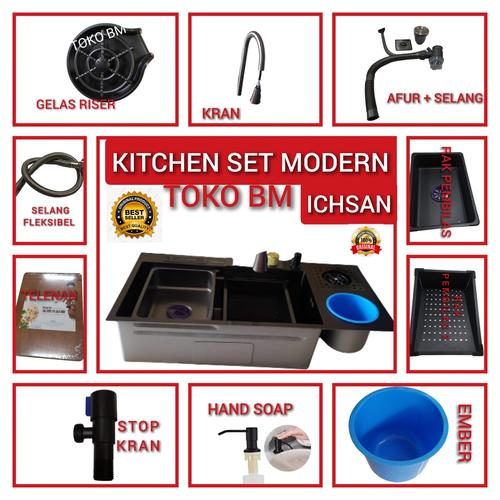 Promo modern kitchen sink hitam doff 9245 stainless sus 304 warna hitam ...