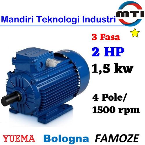 Jual Motor Listrik 3 Fasa 2 HP 1,5 kw 4 Pole 1500 rpm Dinamo 2 HP Elmot -YU - Kota Pekanbaru ...