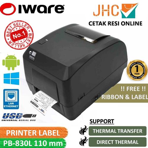 Jual Printer Barcode Label IWARE PB-830L PB830L Thermal 110mm USB+LAN ...