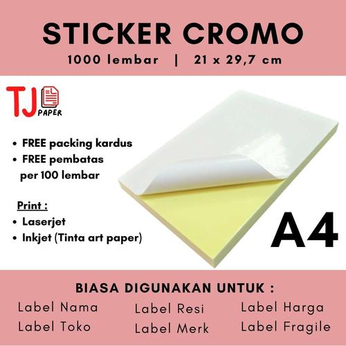 Jual Sticker Cromo isi 1000 lembar A4 / F4 (Sticker Glossy / Sticker ...